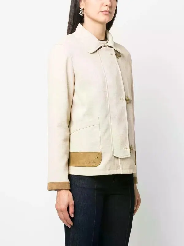 FAY Fitted Jacket With Contrasting Trim - Neutrals