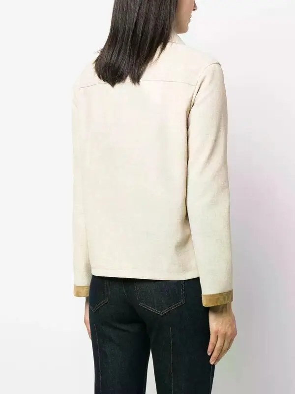 FAY Fitted Jacket With Contrasting Trim - Neutrals