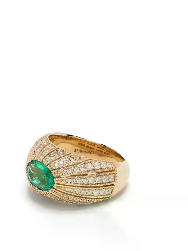 Jacquie Aiche 14kt Yellow Emerald And Diamond Ring