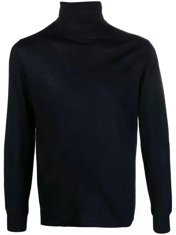 ERALDO Roll Neck Wool-blend Jumper - Blue