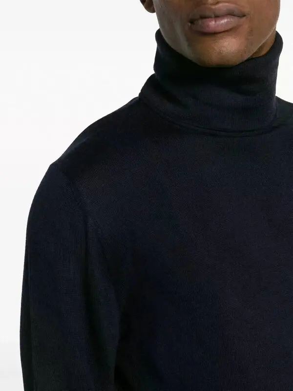 ERALDO Roll Neck Wool-blend Jumper - Blue