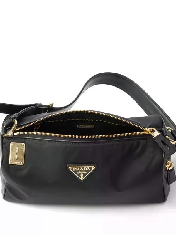 Prada Leather-trim Shoulder Bag - Black