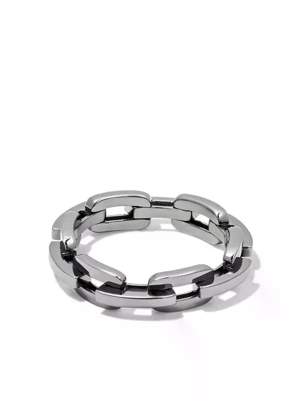 Shay 18k Gold Mini Deco Chain-link Ring - Black
