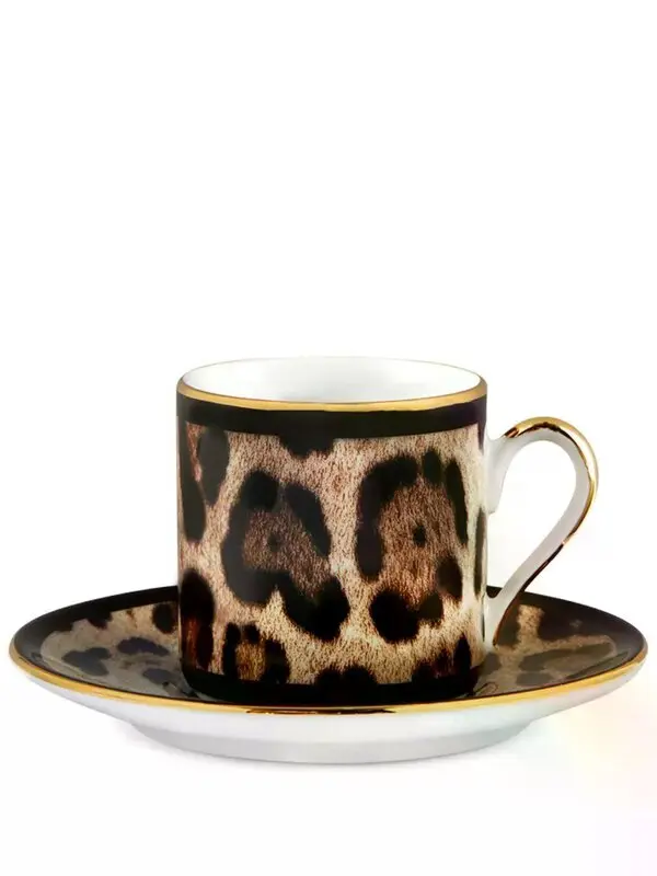 Dolce & Gabbana Leopard-print Porcelain Espresso Set - Black