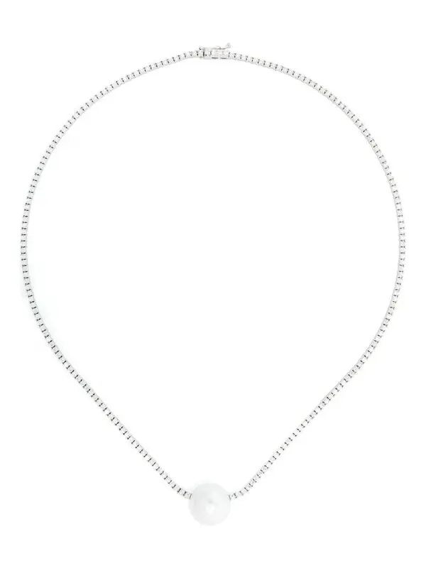 Mizuki 18kt White Gold South Sea Pearl And Diamond Necklace - Silver