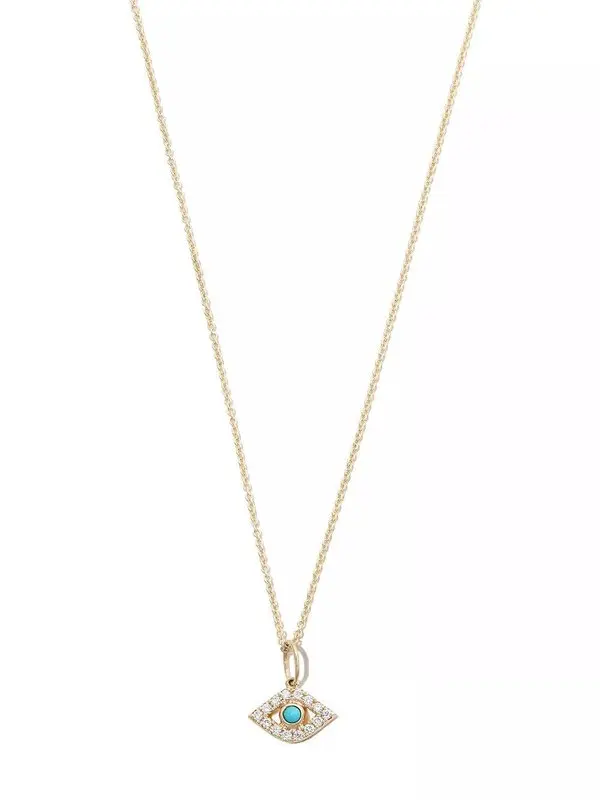 SYDNEY EVAN 14kt Yellow Evil Eye Diamond And Turquoise Necklace - Gold