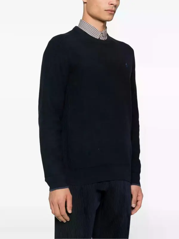 Polo Ralph Lauren Crew Neck Honeycomb Knit Sweater With Embroidered Pony Motif