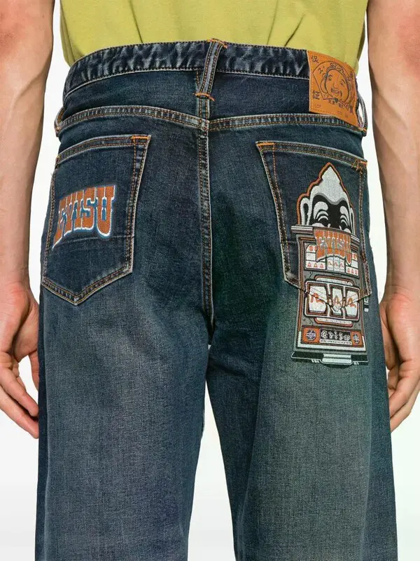 EVISU Logo-print Wide Leg Jeans
