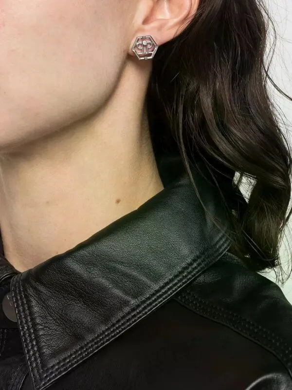 Philipp Plein Hexagonal Logo-charm Stud Earrings