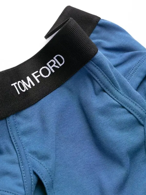 TOM FORD Logo-waist Cotton Briefs - Blue