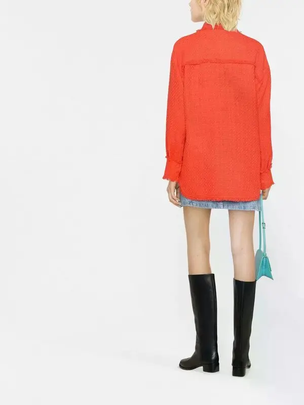 MSGM Fringed Tweed Overshirt