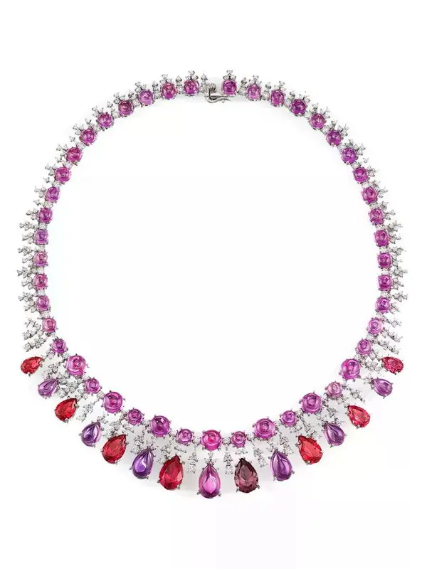 ANABELA CHAN 18kt White Gold Pomegranate Tutti Frutti Necklace - Silver
