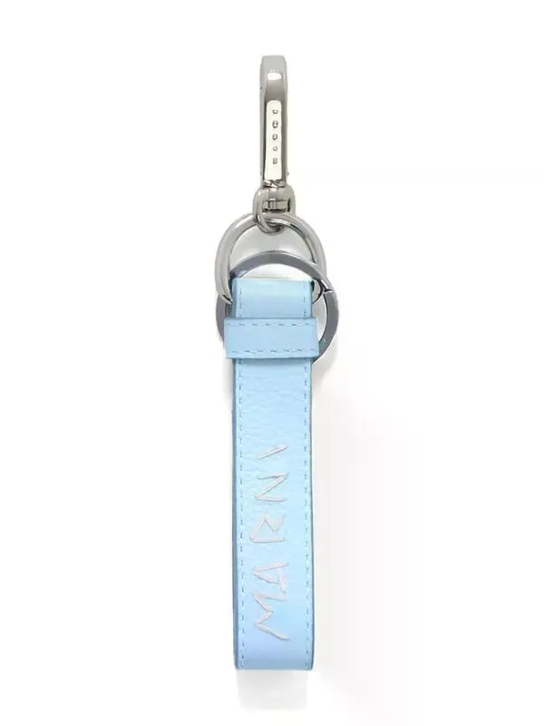 Marni Logo-embroidered Leather Keyring - Blue