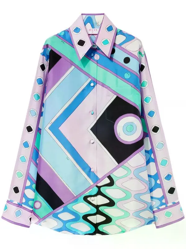 Emilio Pucci Vivara-print Silk Shirt - Blue