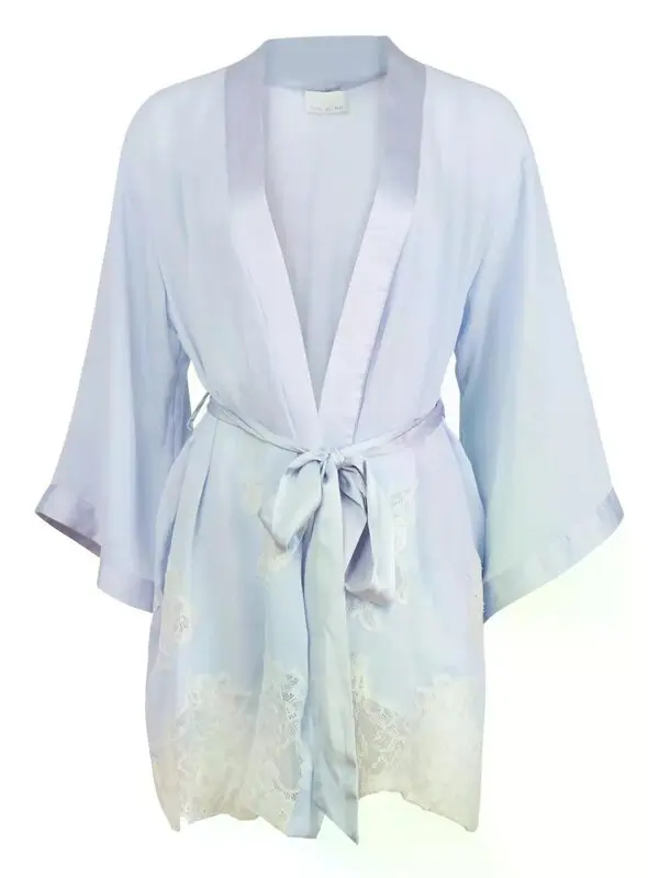 FLEUR DU MAL Lace-trimmed Robe - Blue