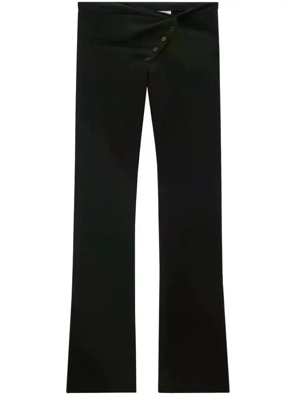 COURREGES Twist-front Bootcut Wool Trousers - Black