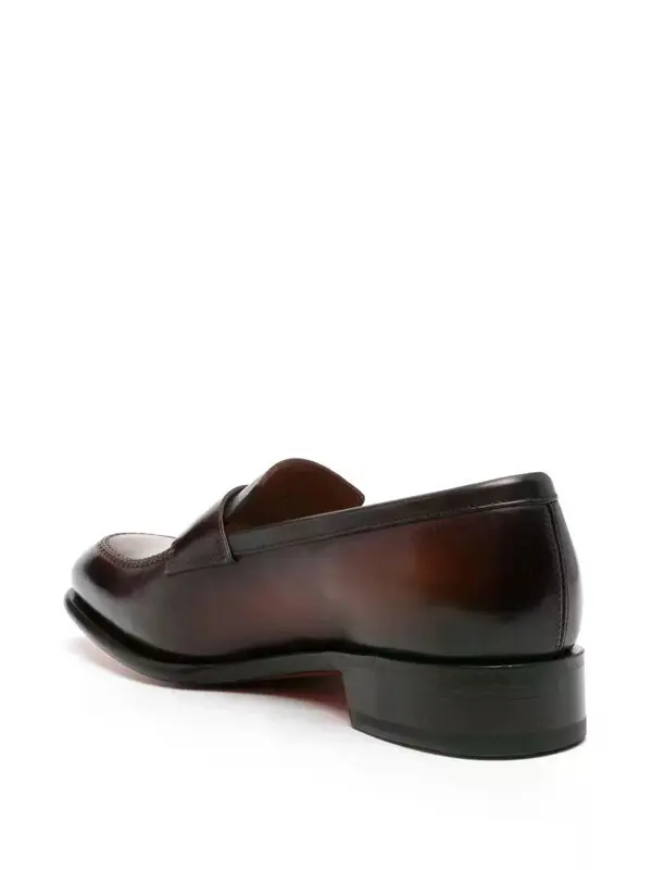 Santoni Penny-slot Leather Loafers - Brown
