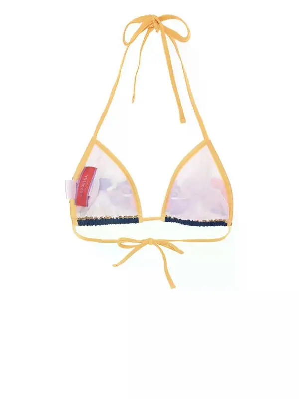 La DoubleJ Tropical-print Bikini Top - Neutrals