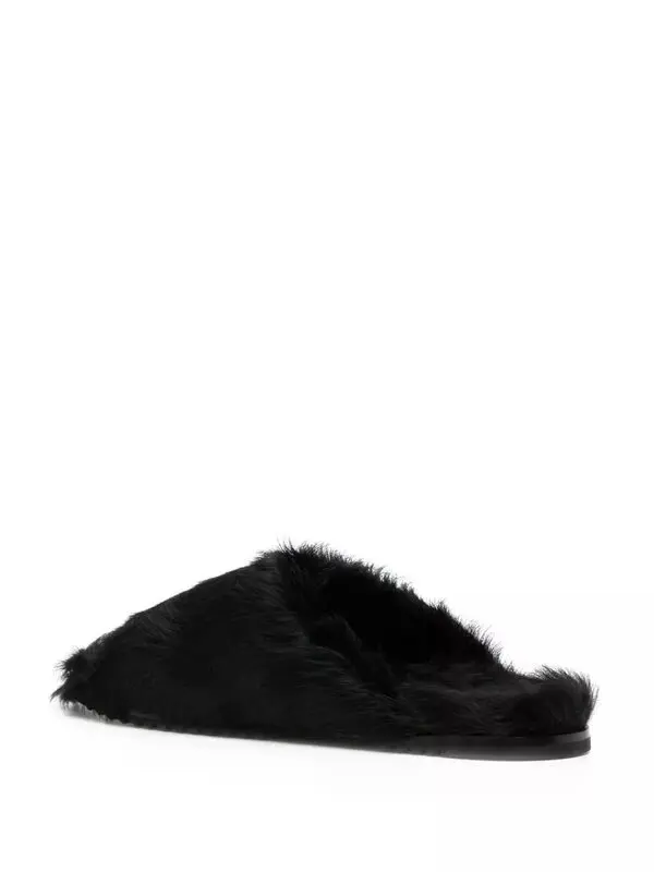 Rick Owens Calf Hair Slides - Black