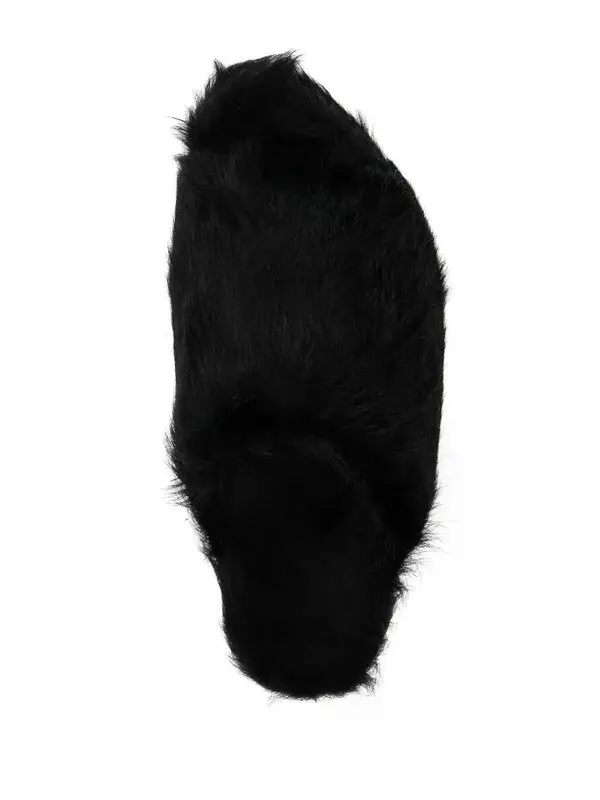 Rick Owens Calf Hair Slides - Black