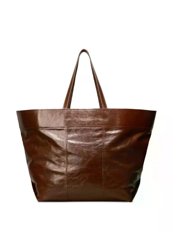 AMI Paris East West Maxi Leather Tote Bag