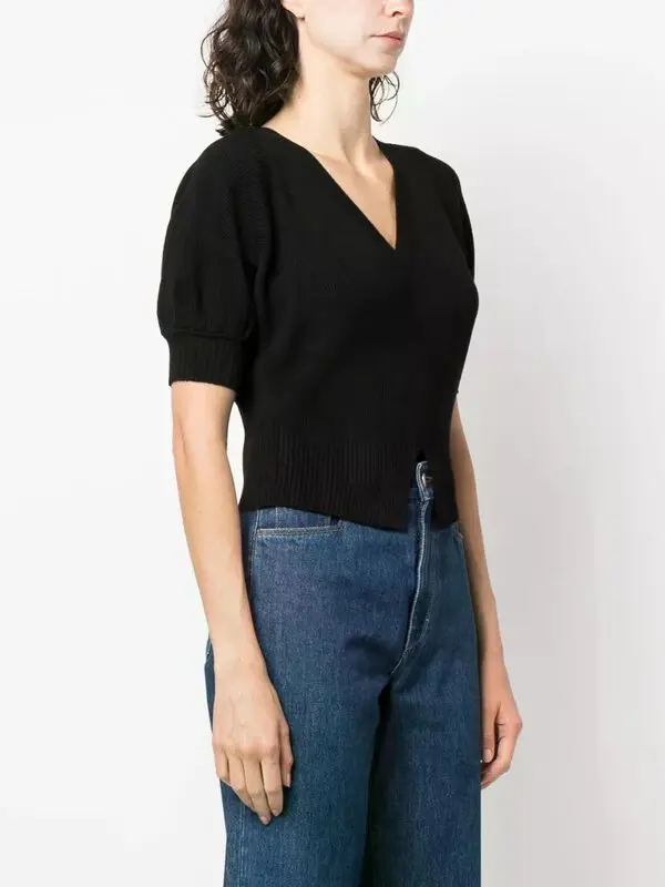Ulla Johnson Eila Ribbed V-neck Top - Black