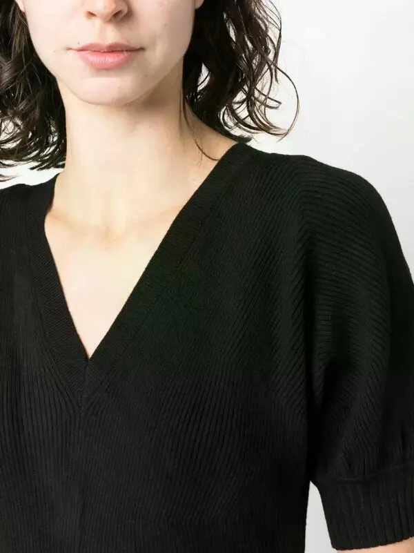 Ulla Johnson Eila Ribbed V-neck Top - Black
