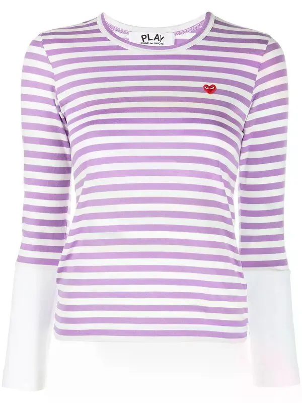 Play Comme Des Garcon Heart-patch Cotton T-shirt - Purple
