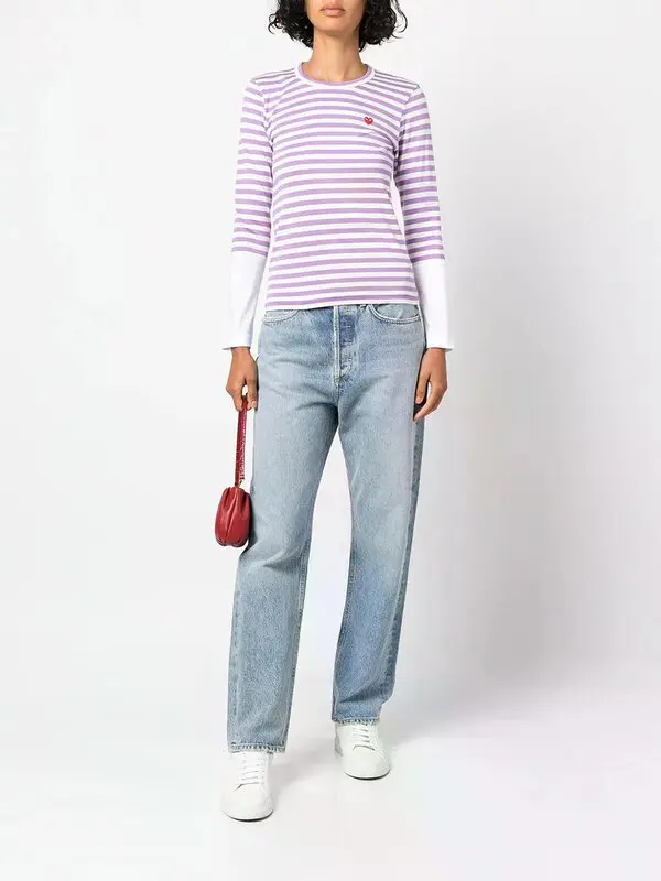 Play Comme Des Garcon Heart-patch Cotton T-shirt - Purple