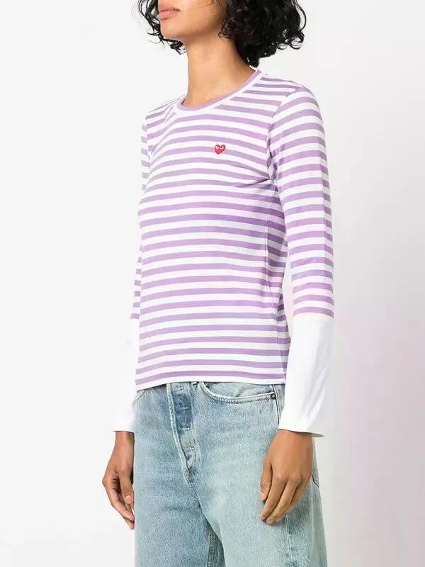 Play Comme Des Garcon Heart-patch Cotton T-shirt - Purple