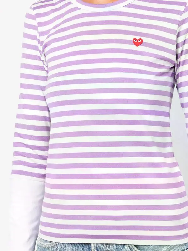 Play Comme Des Garcon Heart-patch Cotton T-shirt - Purple