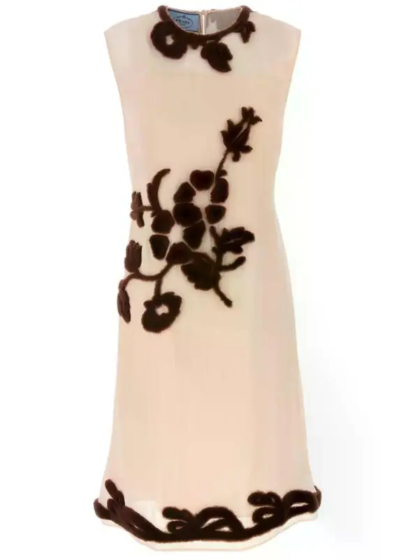Prada Floral-embroidered Silk Midi Dress