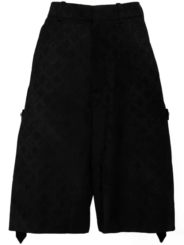 CHARLES JEFFREY Logo-appliqué Knee-length Shorts - Black
