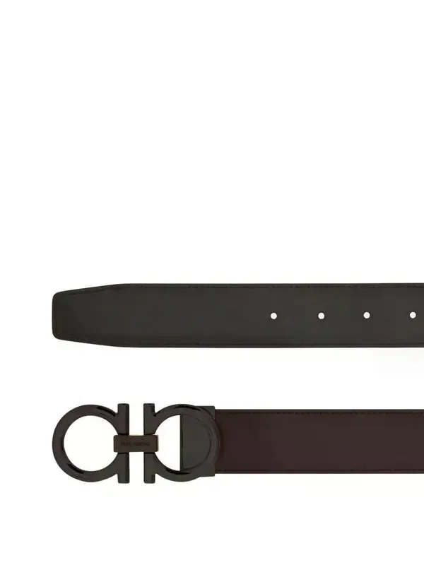 FERRAGAMO Gancini Leather Belt - Black