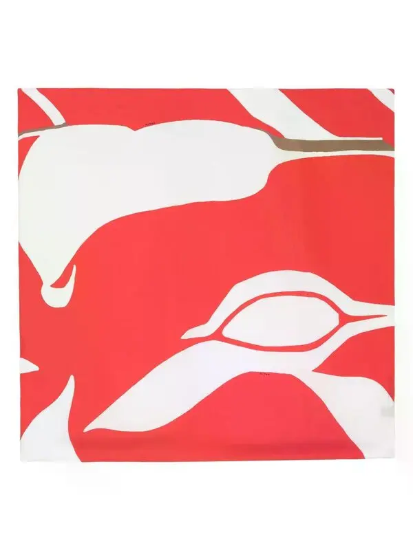 Kiton Abstract Print Scarf - Red