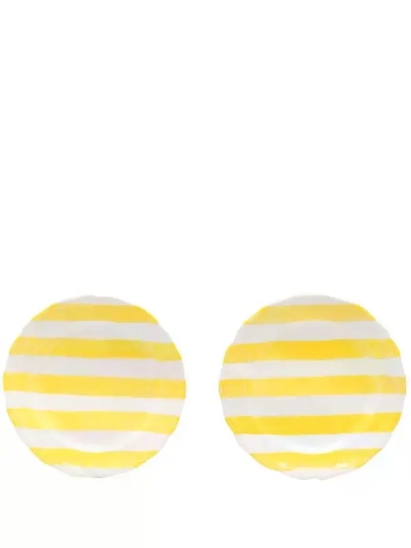 LES-OTTOMANS Striped Ceramic Plate - Yellow