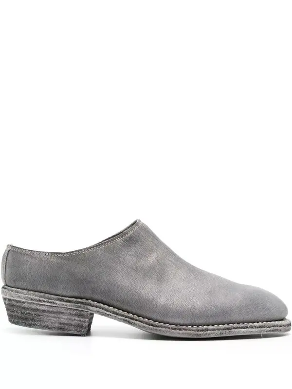 Guidi Grained Leather Mules