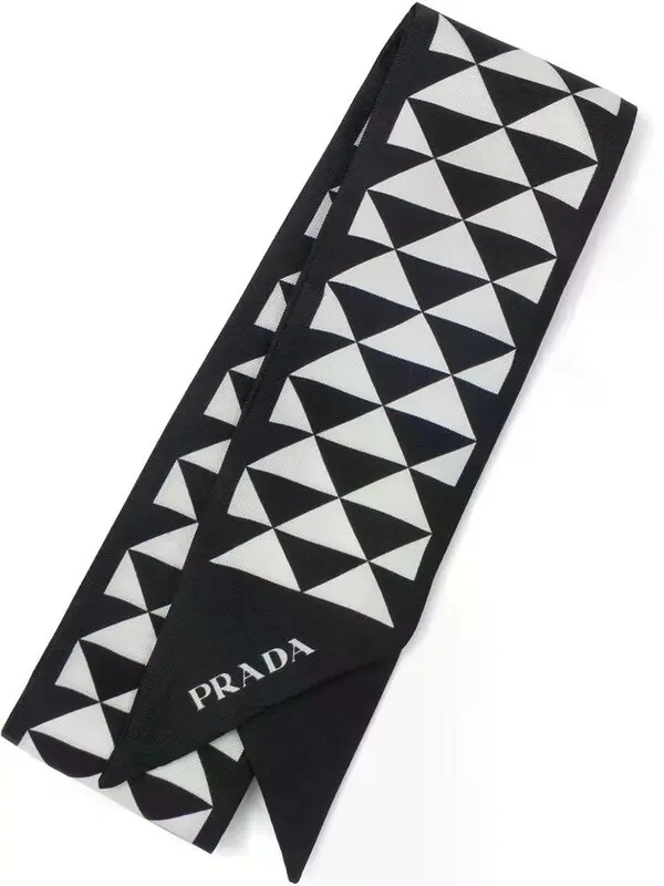 Prada Triangle-logo Twill Scarf - Black