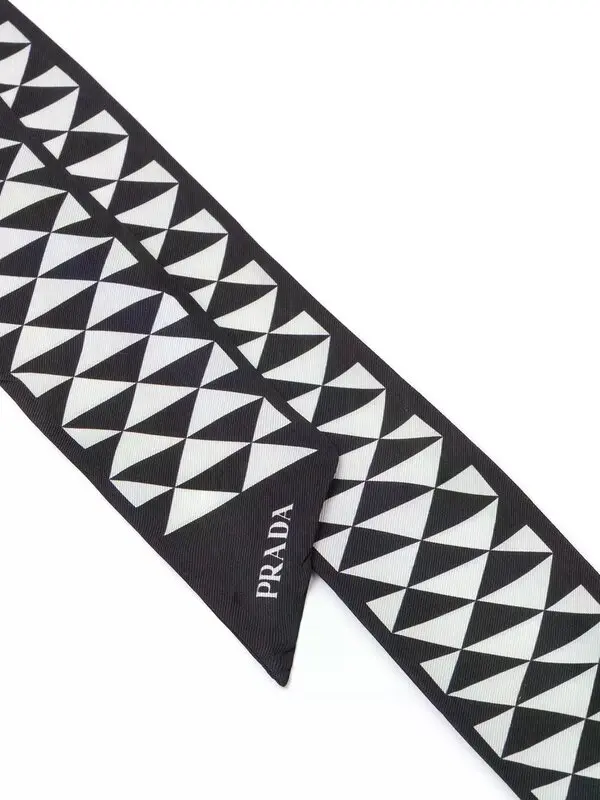 Prada Triangle-logo Twill Scarf - Black