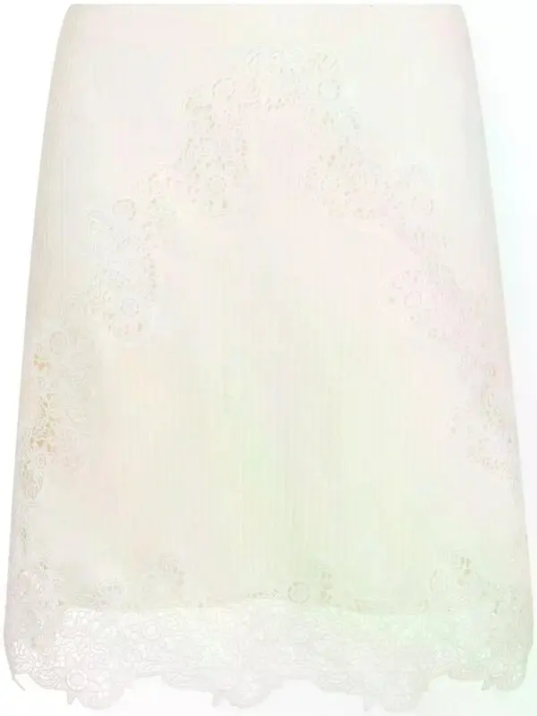 Chloé Ribbed-knit Lace-trim Miniskirt - Neutrals