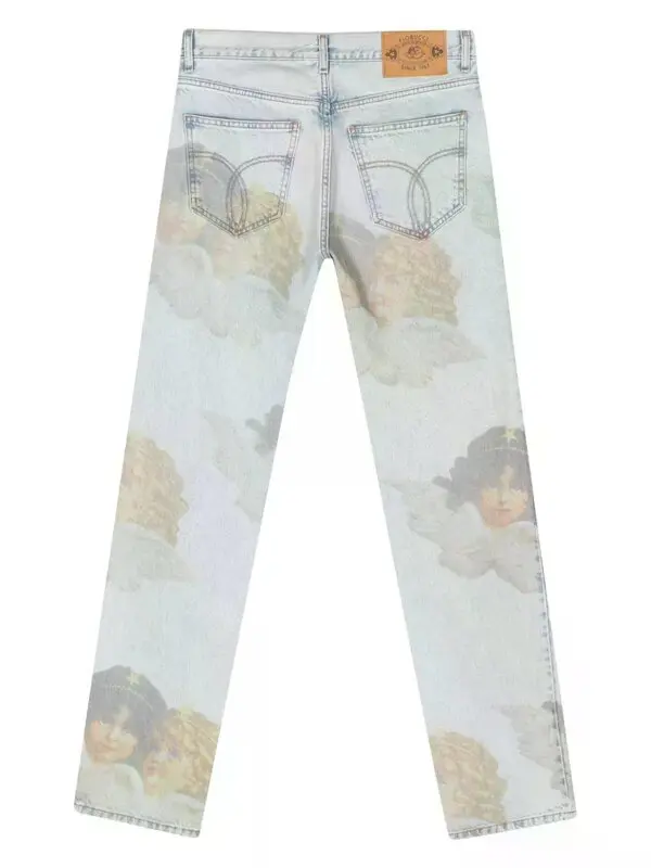 Fiorucci Angel-print Mid-rise Straight Jeans