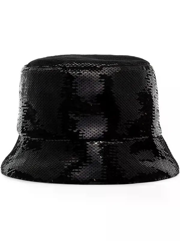 Prada Logo-embellished Sequined Bucket Hat - Black
