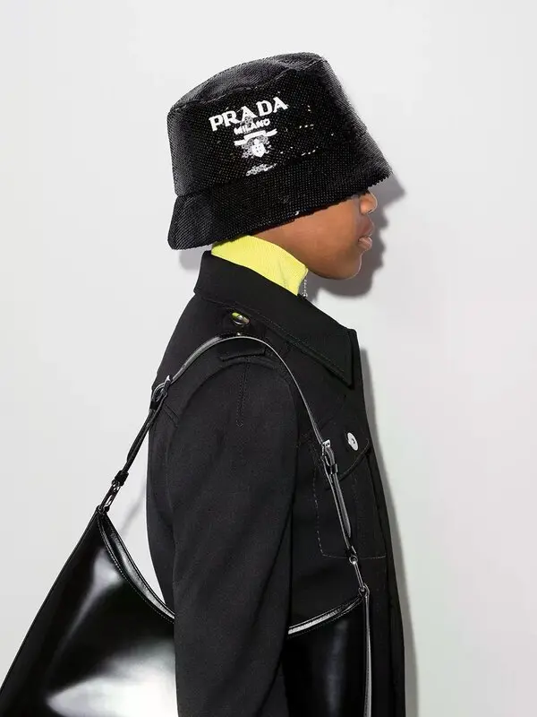 Prada Sequined Bucket Hat - Black