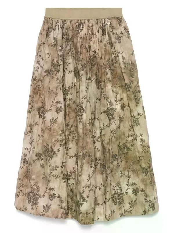 UMA WANG Gillian Floral Print Midi Skirt - Neutrals