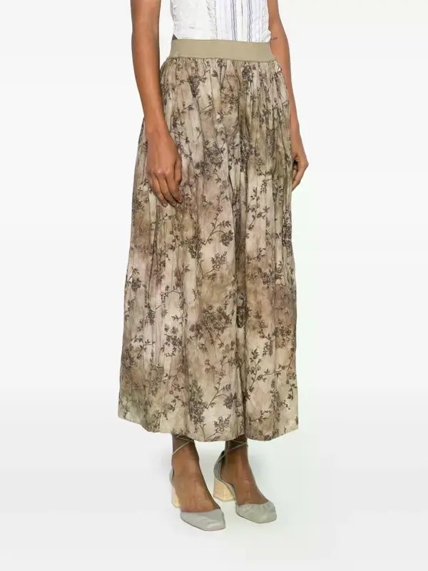 UMA WANG Gillian Floral Print Midi Skirt - Neutrals