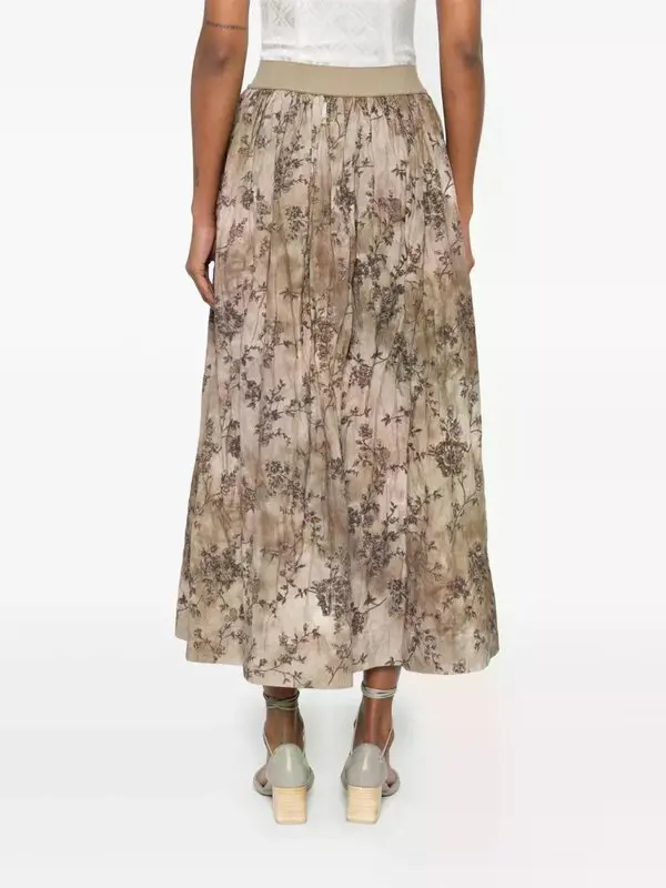 UMA WANG Gillian Floral Print Midi Skirt - Neutrals