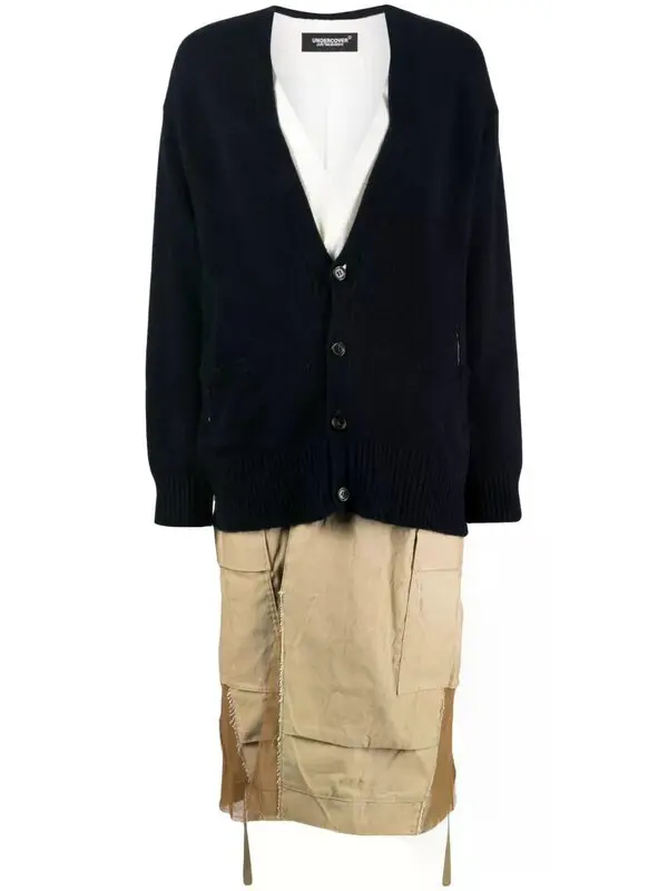 Undercover Colour-block Layered Maxi Coat