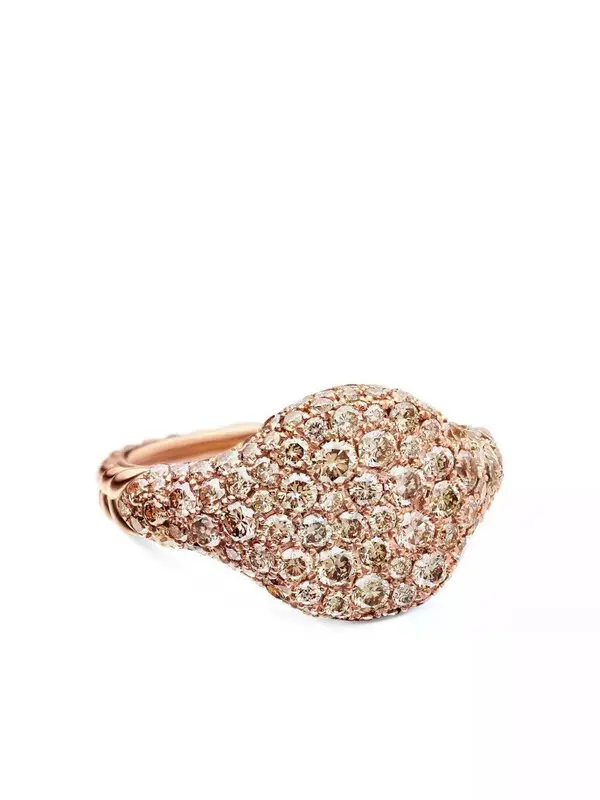 David Yurman 18kt Rose Gold Chevron Diamond Y Ring - Pink