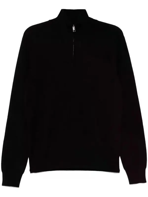 Brioni Wool-cashmere Half-zip Jumper - Black