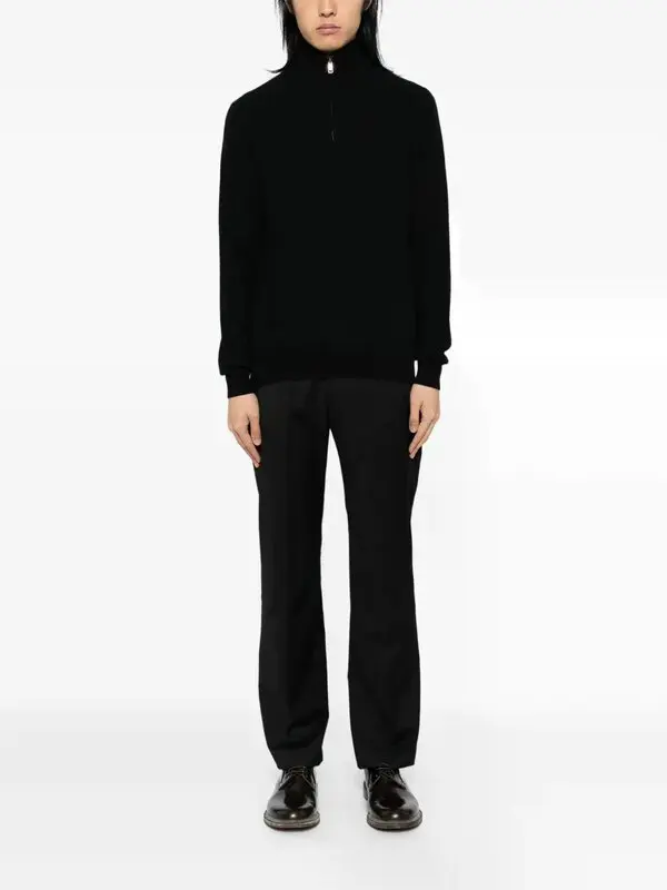 Brioni Wool-cashmere Half-zip Jumper - Black